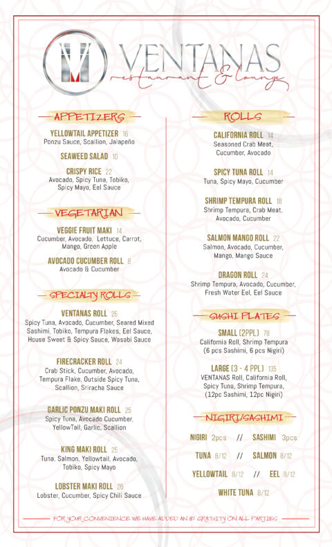 MENUS - VENTANAS Restaurant & Lounge
