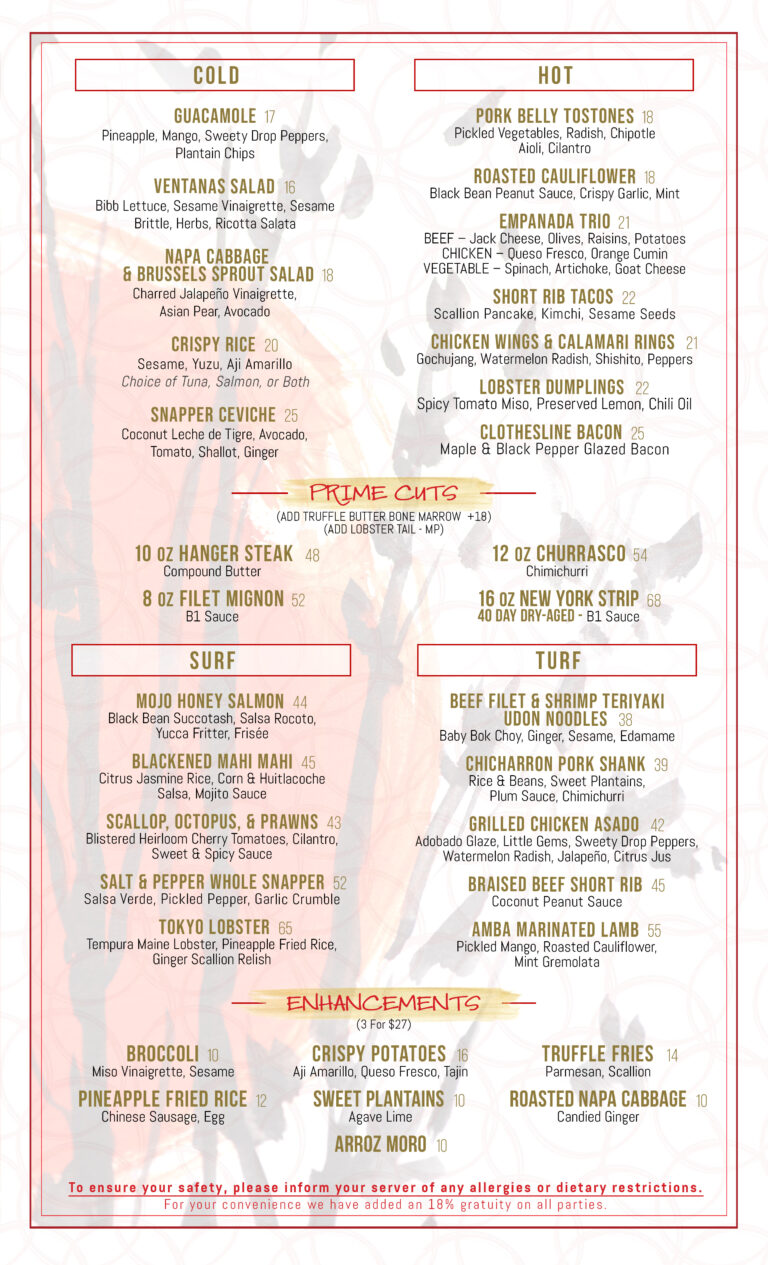 MENUS - VENTANAS Restaurant & Lounge