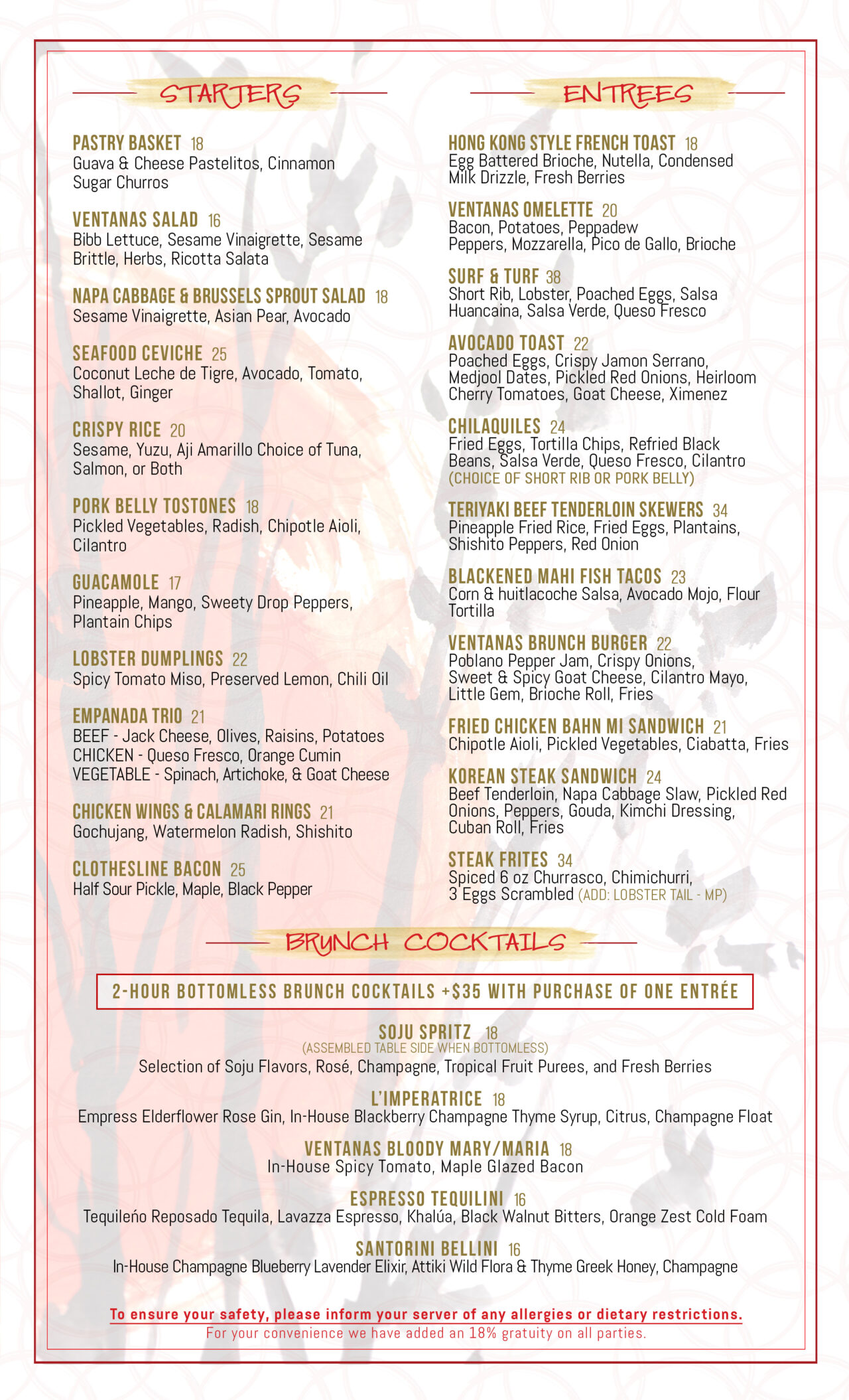 MENUS - VENTANAS Restaurant & Lounge